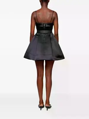 GANNI Mini Belted Spaghetti-strap Dress - Black