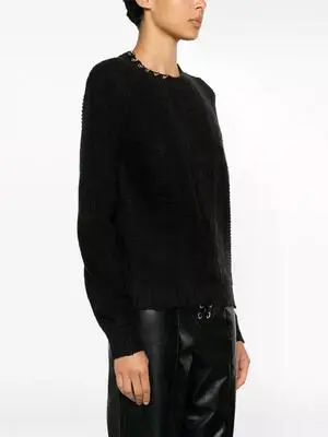 Patrizia Pepe Eyelet-embellished Distressed Jumper