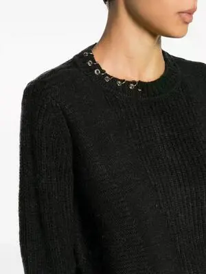 Patrizia Pepe Eyelet-embellished Distressed Jumper