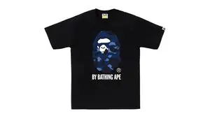A BATHING APE Camo Bathing Ape Tee Shirt - Black/navy Blue