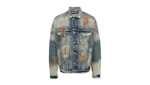 Palm Angels Logo Patch Denim Jacket - Blue/brown