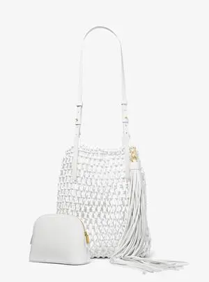 Michael Kors Loli Macramé Shoulder Bag - White