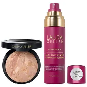 Laura Geller Beauty Ensemble Vaporisateur Fixateur Anti-bouffée De Chaleur Et Fond De Teint Balance-n-brighten De Baked - Fair