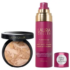 Laura Geller Beauty Ensemble Vaporisateur Fixateur Anti-bouffée De Chaleur Et Fond De Teint Balance-n-brighten De Baked - Medium