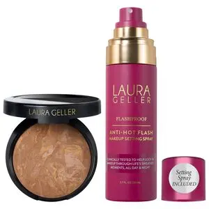 Laura Geller Beauty Ensemble Vaporisateur Fixateur Anti-bouffée De Chaleur Et Fond De Teint Balance-n-brighten De Baked - Sand