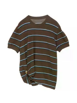 JNBY Striped Knit Top With Buckle Detail - Brown