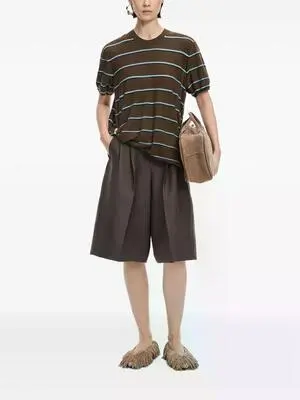 JNBY Striped Knit Top With Buckle Detail - Brown