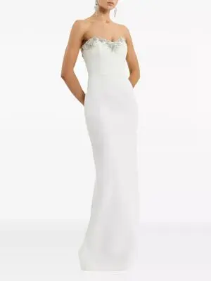 Rebecca Vallance Melva Strapless Beaded Maxi Dress - White