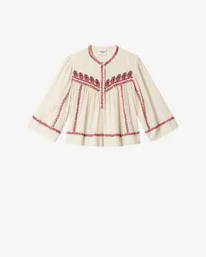 ETOILE Marant Étoile Juline Embroidered Top - Beige-red