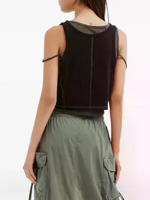 MUSIUM DIV. Layered Logo Print Cropped Top - Black