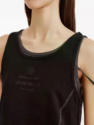 MUSIUM DIV. Layered Logo Print Cropped Top - Black