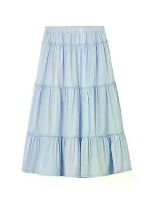 B+AB Tiered Ruffled Midi Skirt