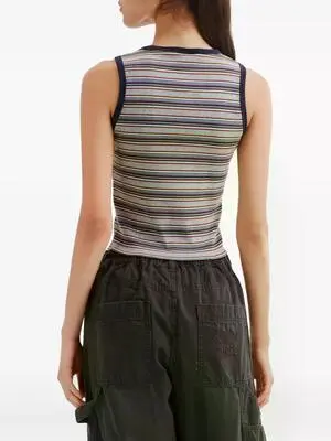 FINGERCROXX Horizontal Stripe Ribbed Knit Top - Grey