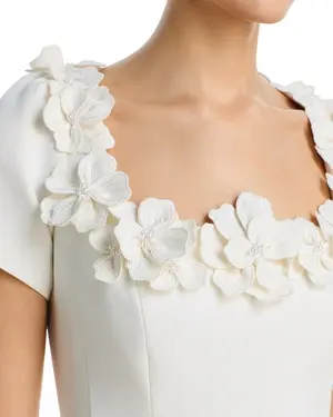 Rickie Freeman For Teri Jon Crepe 3d Flower Dress
