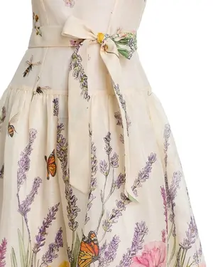 Rickie Freeman For Teri Jon Floral Print Drop Waist Midi Dress