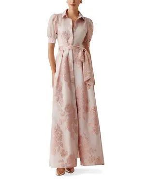 Rickie Freeman For Teri Jon Metallic Jacquard Gown