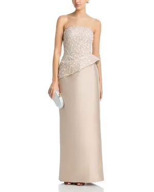 Rickie Freeman For Teri Jon Beaded Peplum Gown
