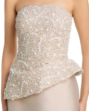 Rickie Freeman For Teri Jon Beaded Peplum Gown