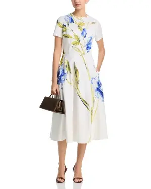 Rickie Freeman For Teri Jon Floral Print Midi Dress