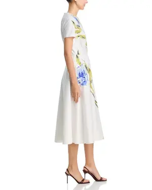 Rickie Freeman For Teri Jon Floral Print Midi Dress