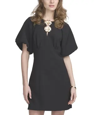 ELLE COLLECTION Balloon Sleeve Dress - Black