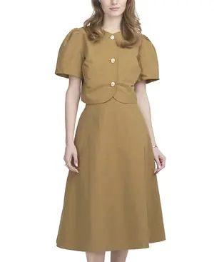 ELLE COLLECTION Shirred Sleeve Top - Gold
