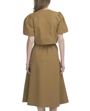 ELLE COLLECTION Shirred Sleeve Top - Gold