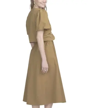 ELLE COLLECTION Shirred Sleeve Top - Gold