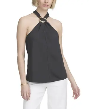 ELLE COLLECTION Halter Hardware Top - Black