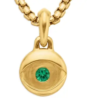 David Yurman 18k Gold Evil Eye Amulet Pendant - Emerald