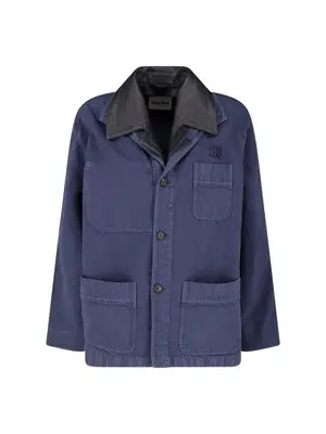 Miu Miu Single-breasted Gabardine Jacket - Gray