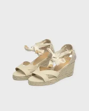 CastaÑer Bailey Wedge Espadrilles With Ankle Ties - Ivory