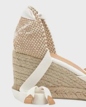 CastaÑer Bailey Wedge Espadrilles With Ankle Ties - Ivory
