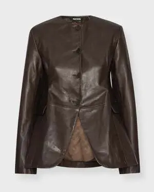ROTATE BY BIRGER CHRISTENSEN Flared Leather Jacket