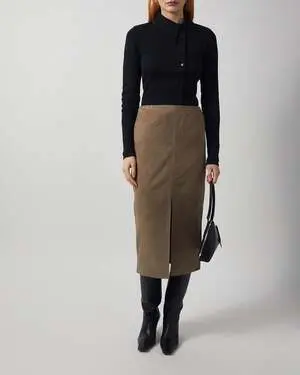 ROTATE BY BIRGER CHRISTENSEN Suede Midi Pencil Skirt
