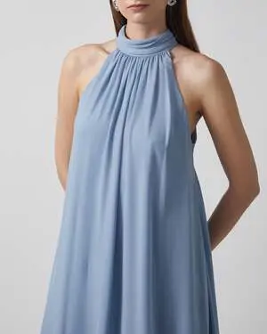 MALINA Sabrina Halterneck Ruffled Midi Dress