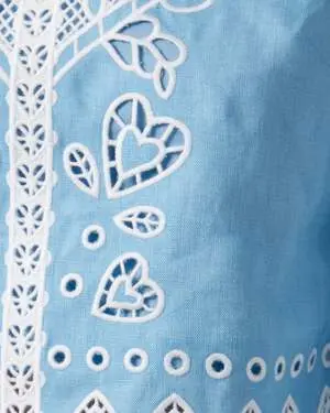 FARMRIO Farm Rio Romantic Richelieu Embroidered Linen Blouse