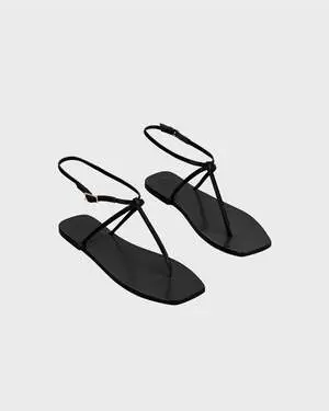 ATP ATELIER Alassio Nappa Flat Sandals - Black