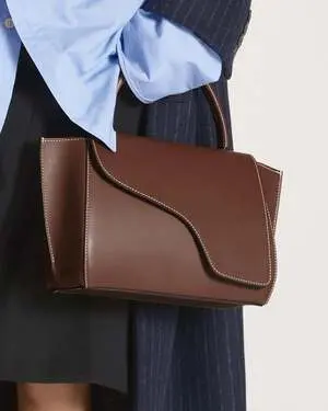 ATP ATELIER Arezzo Bag With Contrast Stitch - Brown