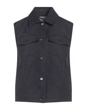 Max Mara Denim Vest With Leather Trims