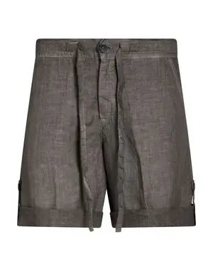 120% Lino Linen Shorts With Drawstring Waist - Grey