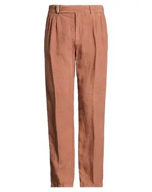 120% Lino Man Pants Azure Size 32 Linen Brown