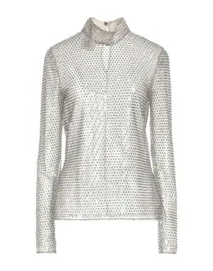 SEMICOUTURE Long Sleeve Embellished Tulle Top
