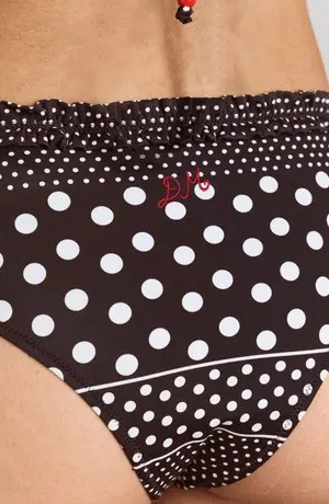 DAMSON MADDER Mixed Dot String Bikini Bottoms - Black/white Multi