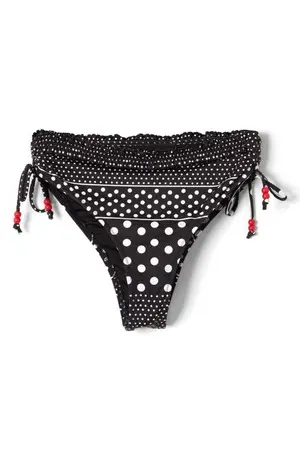 DAMSON MADDER Mixed Dot String Bikini Bottoms - Black/white Multi