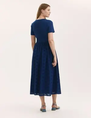 FINERY LONDON Brea Embroidered Cotton-rich Midi Dress - Indigo