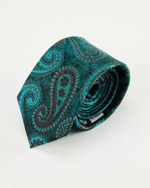 KNOTTERY & CO Paisley Silk Jacquard Neck Tie - Blue