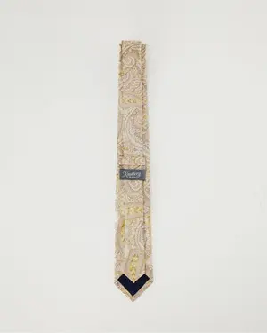 KNOTTERY & CO Paisley Silk Jacquard Neck Tie - Latte