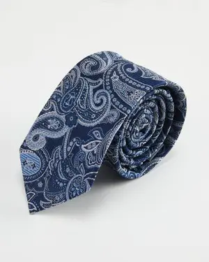 KNOTTERY & CO Paisley Silk Jacquard Neck Tie - Navy