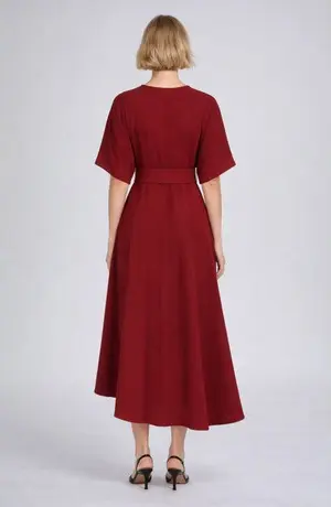 ELLE COLLECTION Belted Midi Dress